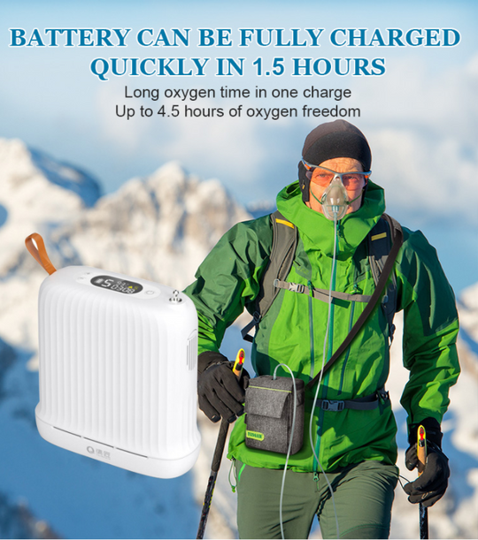 5 Settings Pulse Flow Portable Oxygen Concentrator With 4 Hours Battery ...